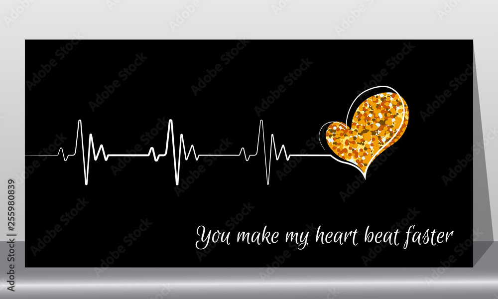 Red heart icon with sign heartbeat. You Make My Heart Beat Faster ...