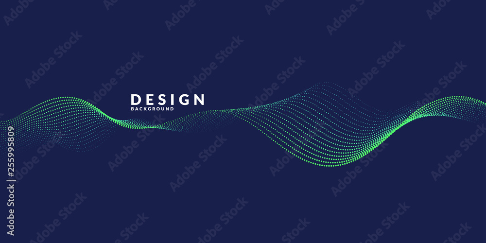 Vector abstract background with dynamic waves, line and particles. Stock Vector | Adobe Stock