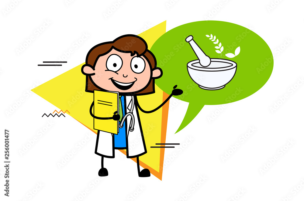 Cartoon Doctor Presenting on speech bubble Vector Illustration Stock ...