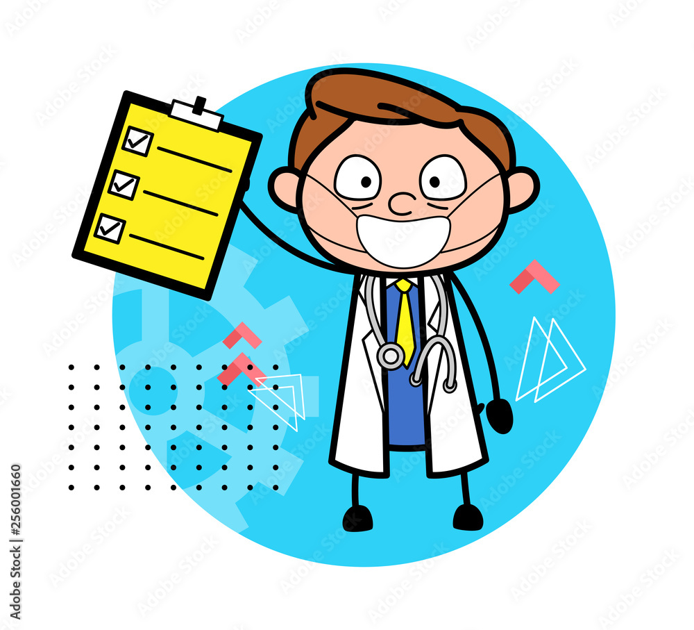 Cartoon Doctor with Report and to-do list Vector Illustration Stock ...