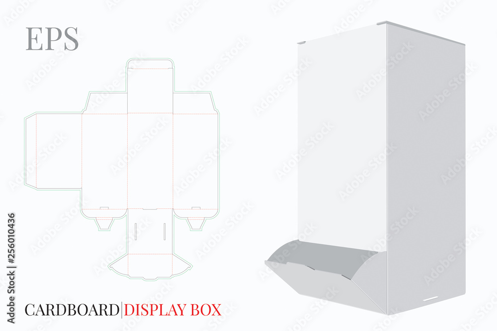 Cardboard Display Box Template with die cut lines. Vector with die cut ...