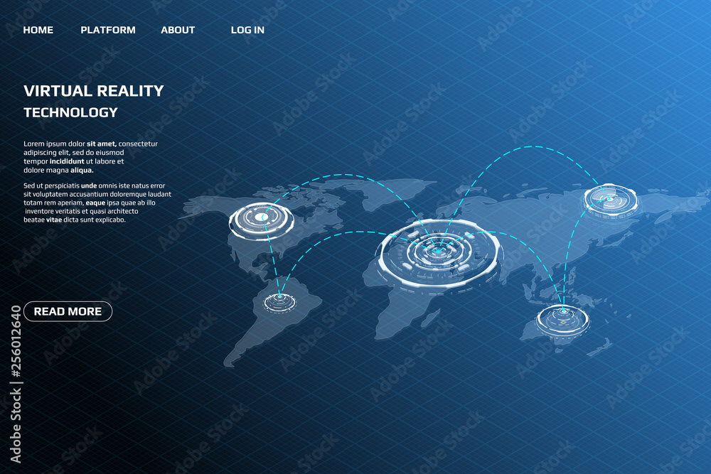 UI Futuristic Isometric 3D Map Destination Technology Communication ...