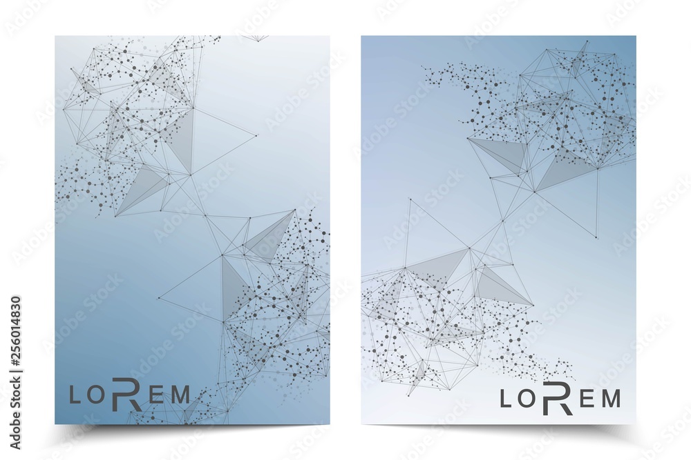 Scientific brochure design template. Vector flyer layout, Molecular ...