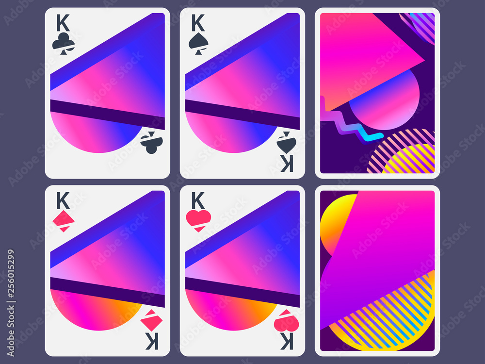 Playing cards in modern style. Gradient shapes, geometric objects. The ...