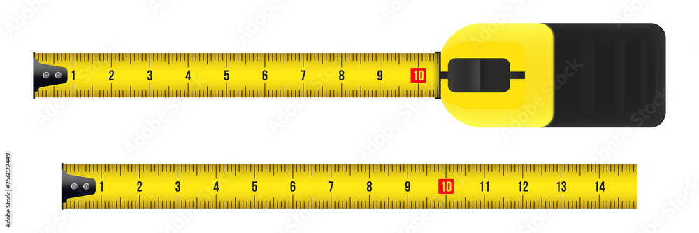 Creative vector illustration of tape measure, measuring tool, ruler ...
