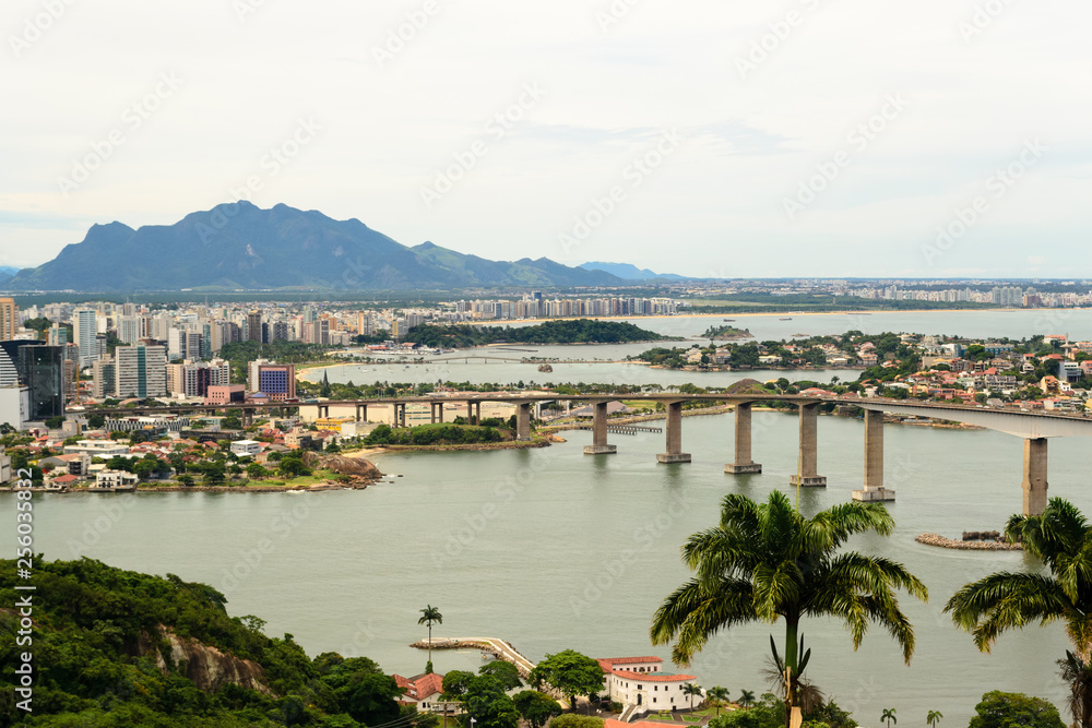 Aerial view of the nice bay of the city of Vitoria, the capital of the ...