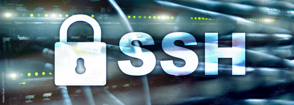 SSH, Secure Shell protocol and software. Data protection, internet and ...