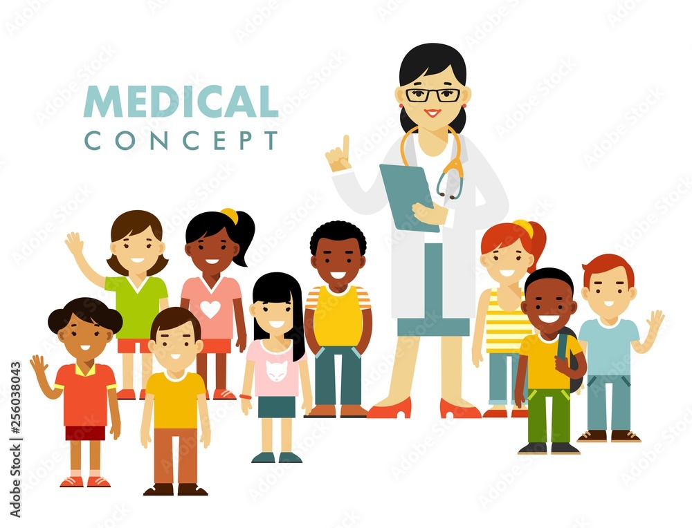 Pediatrician doctor concept. Young woman practitioner and happy ...