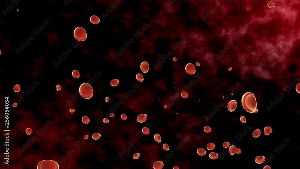 Blood cells, bacteria and virus traveling through a vein. bubble air ...