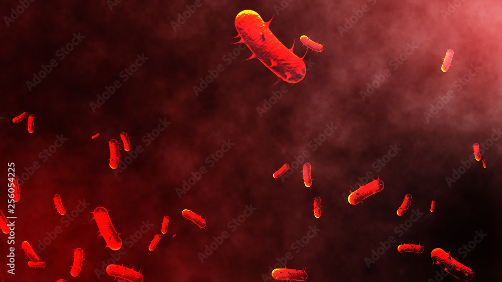 Blood cells, bacteria and virus traveling through a vein. bubble air ...