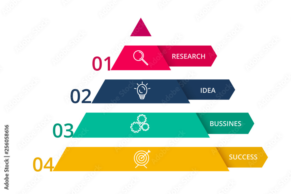 Vector pyramid up arrows infographic, diagram chart, triangle graph ...