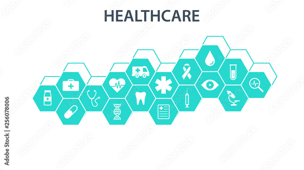 Healthcare concept. Abstract hexagons shape medicine and science ...