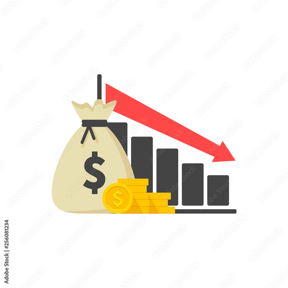 Cost reduction icon. Image isolated on white background. Vector ...