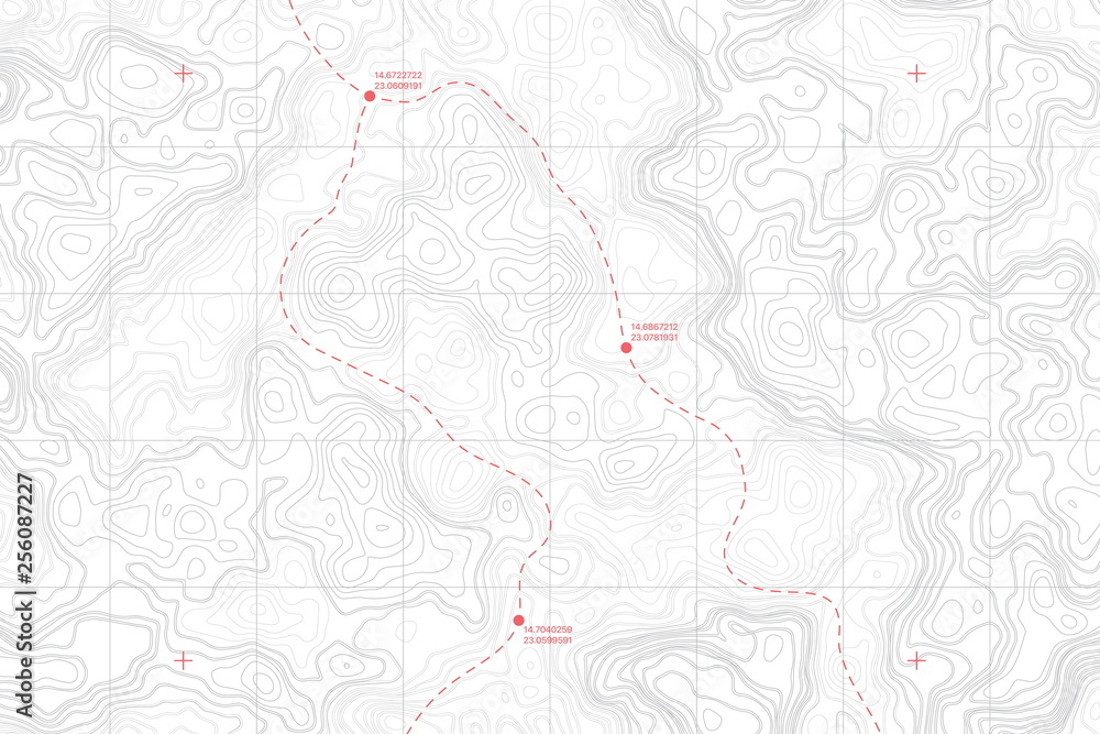 Lie Of The Ground Vector Topographic Detailed Map With Route And ...