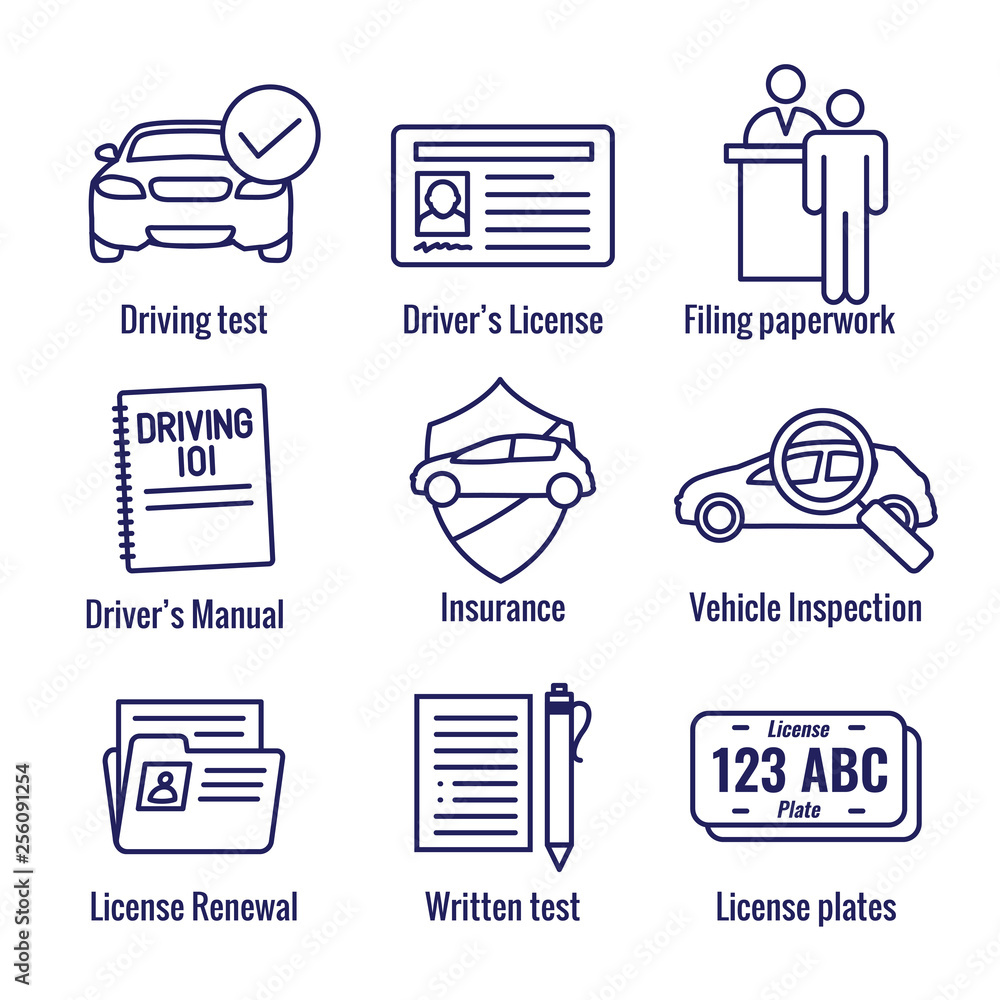 Drivers Test and License Icon Set and - Web Header Banner Stock Vector ...