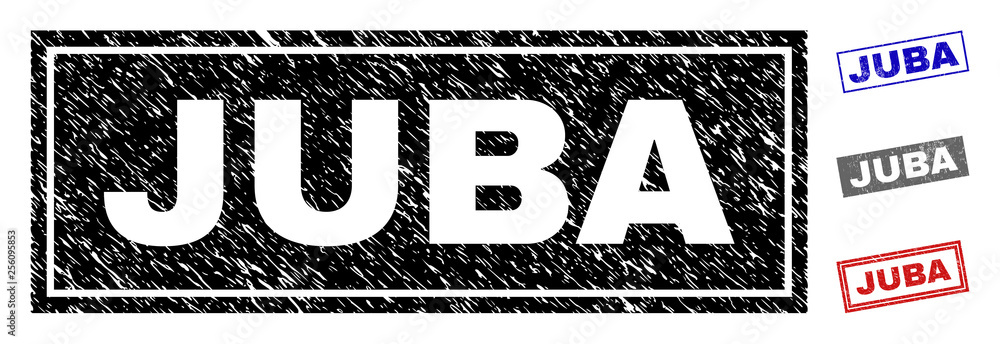 Grunge JUBA rectangle stamp seals isolated on a white background ...
