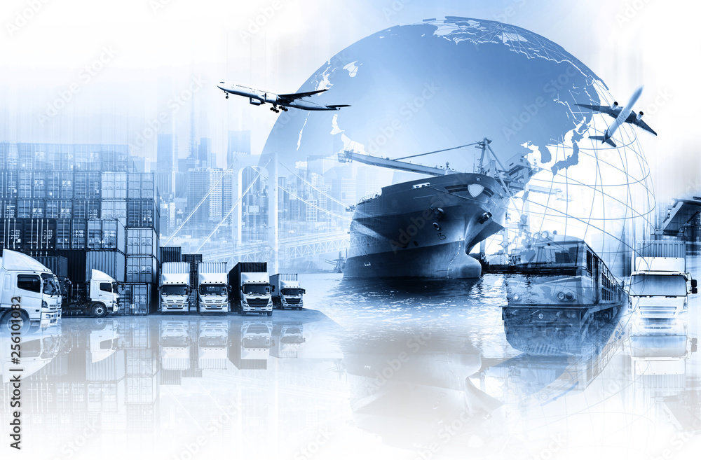 World map with logistic network distribution on background. Logistic ...