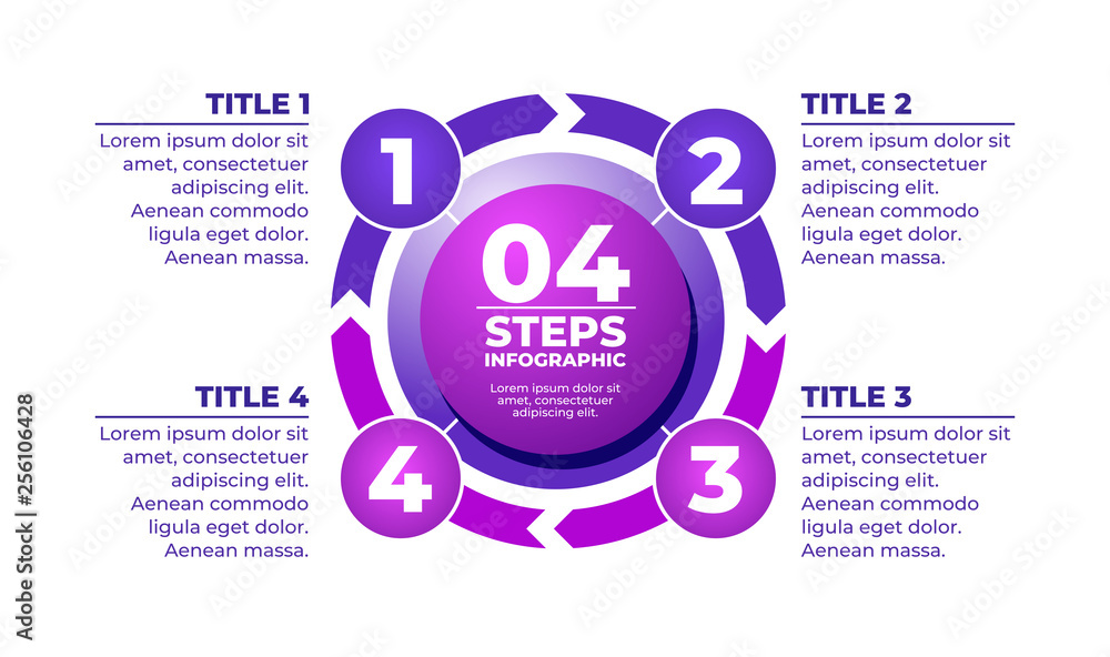 Infographic purple template 4 steps. Vector illustration. Stock Vector ...