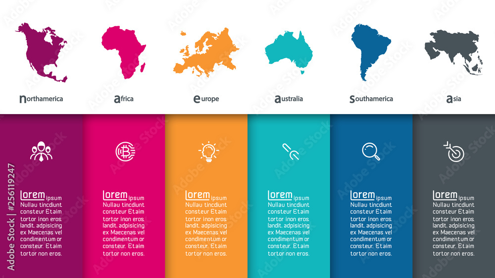 Continental infographics information on vector graphic art. Stock ...