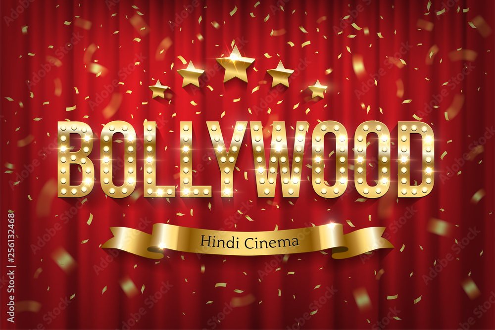 Bollywood indian cinema vector banner with text Stock Vector | Adobe Stock