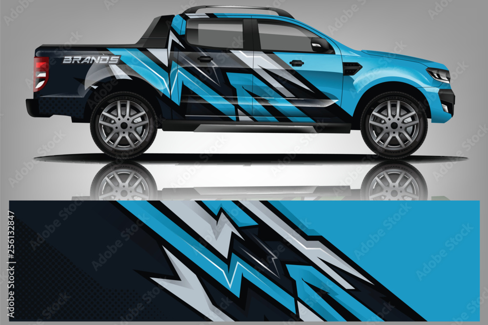 truck and car decal design vector kit. abstract background graphics for ...