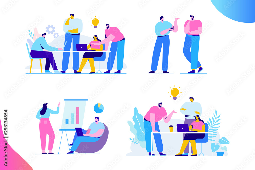 Brainstorming creative team idea discussion people. Teamwork staff ...