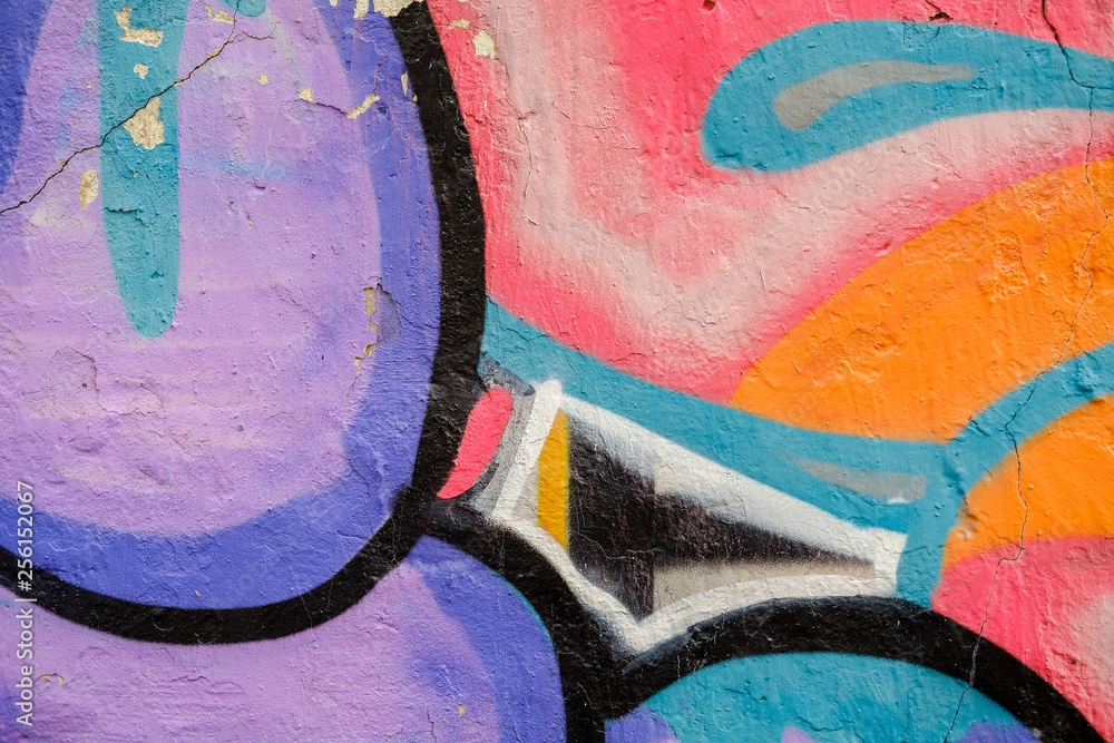 Colorful Graffiti texture on wall as background. Close up with detail ...