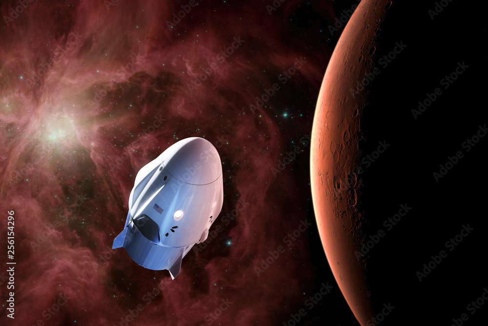 Cargo spacecraft in low-Mars orbit. Elements of this image furnished by ...