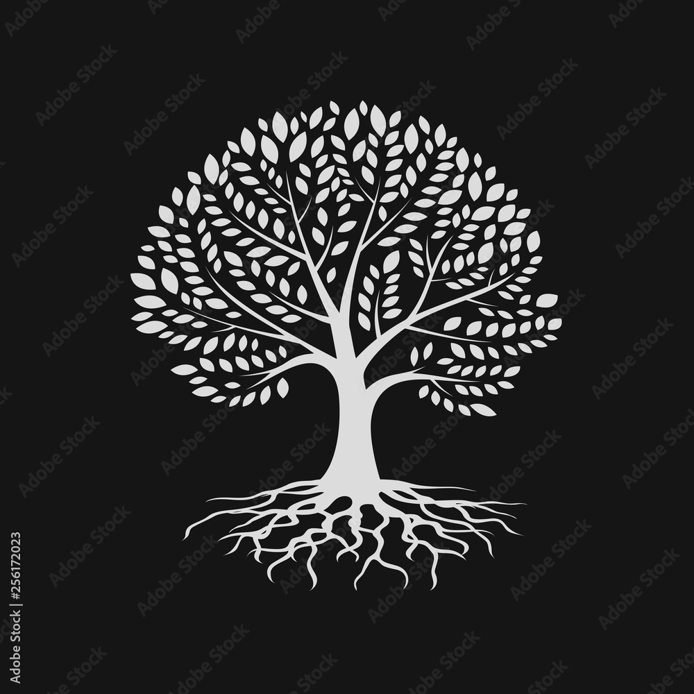 Vetor de Tree silhouette with root , logo design template do Stock ...