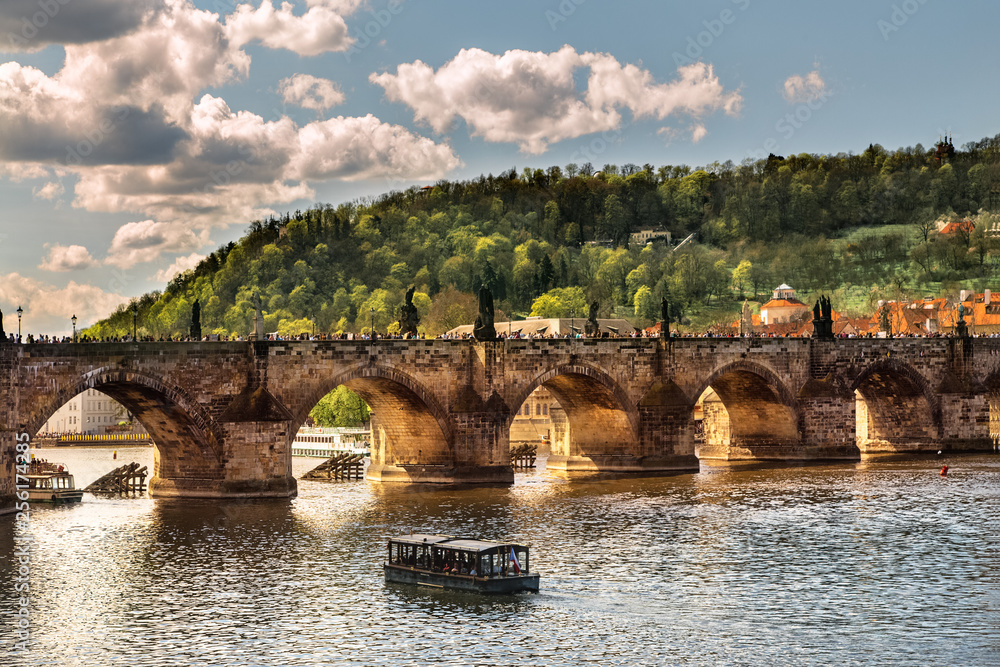 Charles bridge arch. Bridge across Vltava in Prague. Czech republic ...