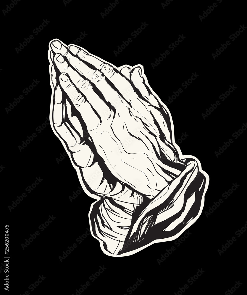 Praying Hands Sticker Black Stock Vector | Adobe Stock
