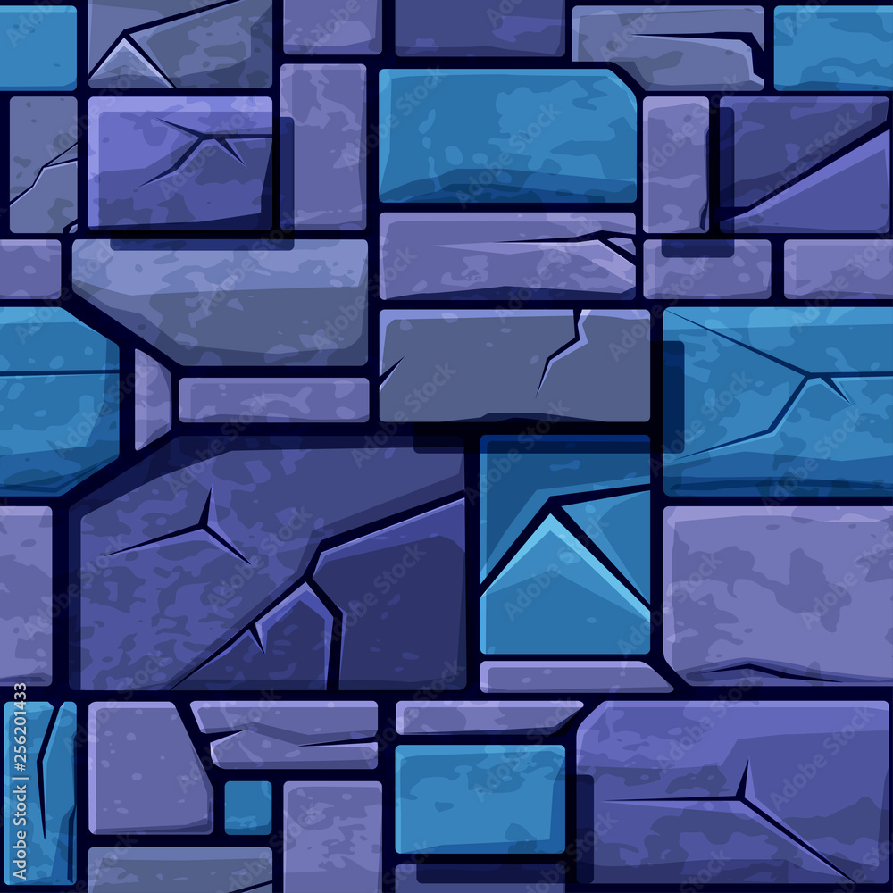 Seamless texture of old blue stone, background stone wall tiles. Vector ...