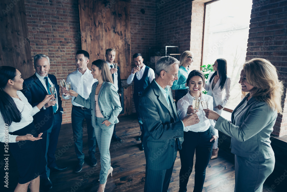 Close up photo business people crowd different age race leisure excited ...