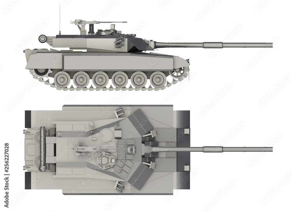 military tank side and top view isolated on white Stock Illustration ...