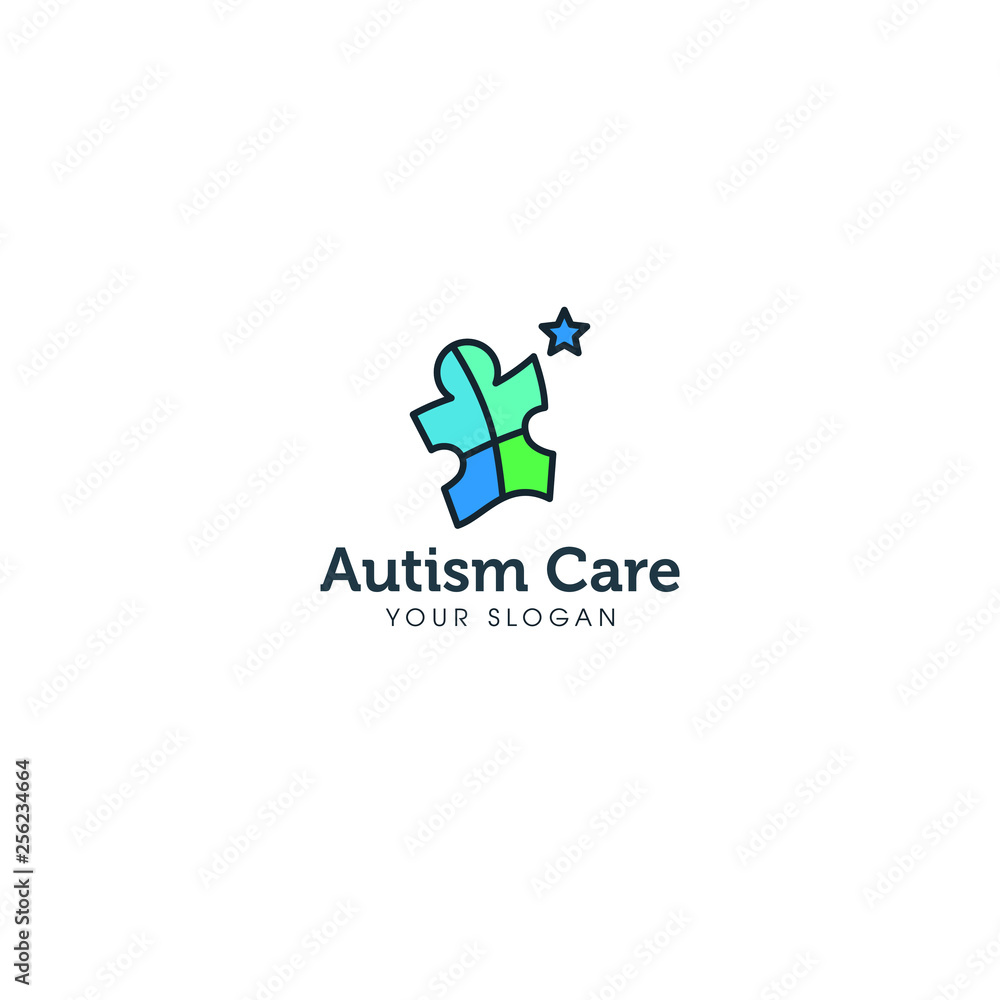 best original autism care wellness for success logo designs concept ...