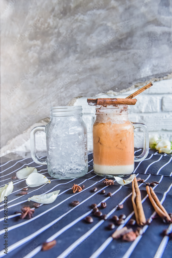 Ice thai tea with milk, traditional Indian drink is iced tea or chai ...