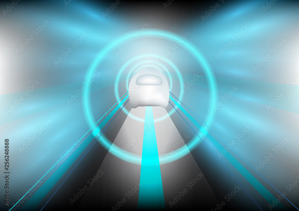 Abstract futuristic of transportation technology..Hyperloop train with ...