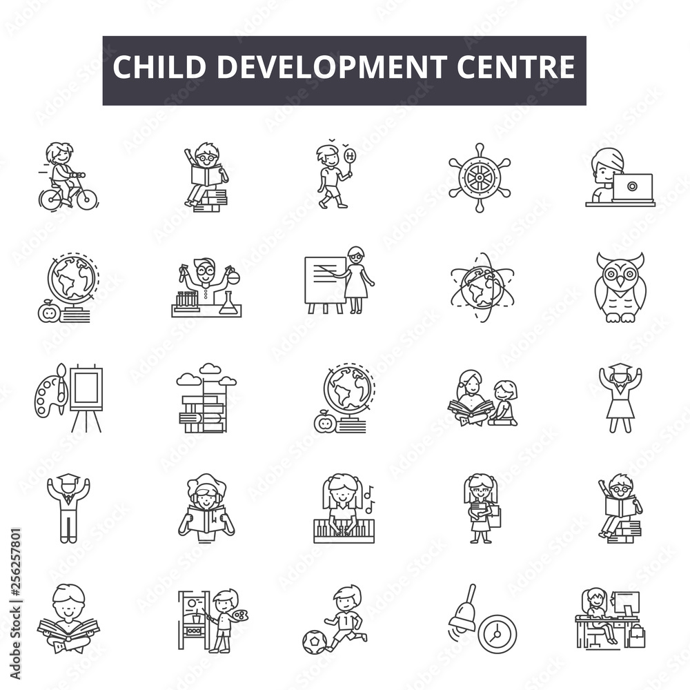 Child development centre line icons for web and mobile. Editable stroke ...