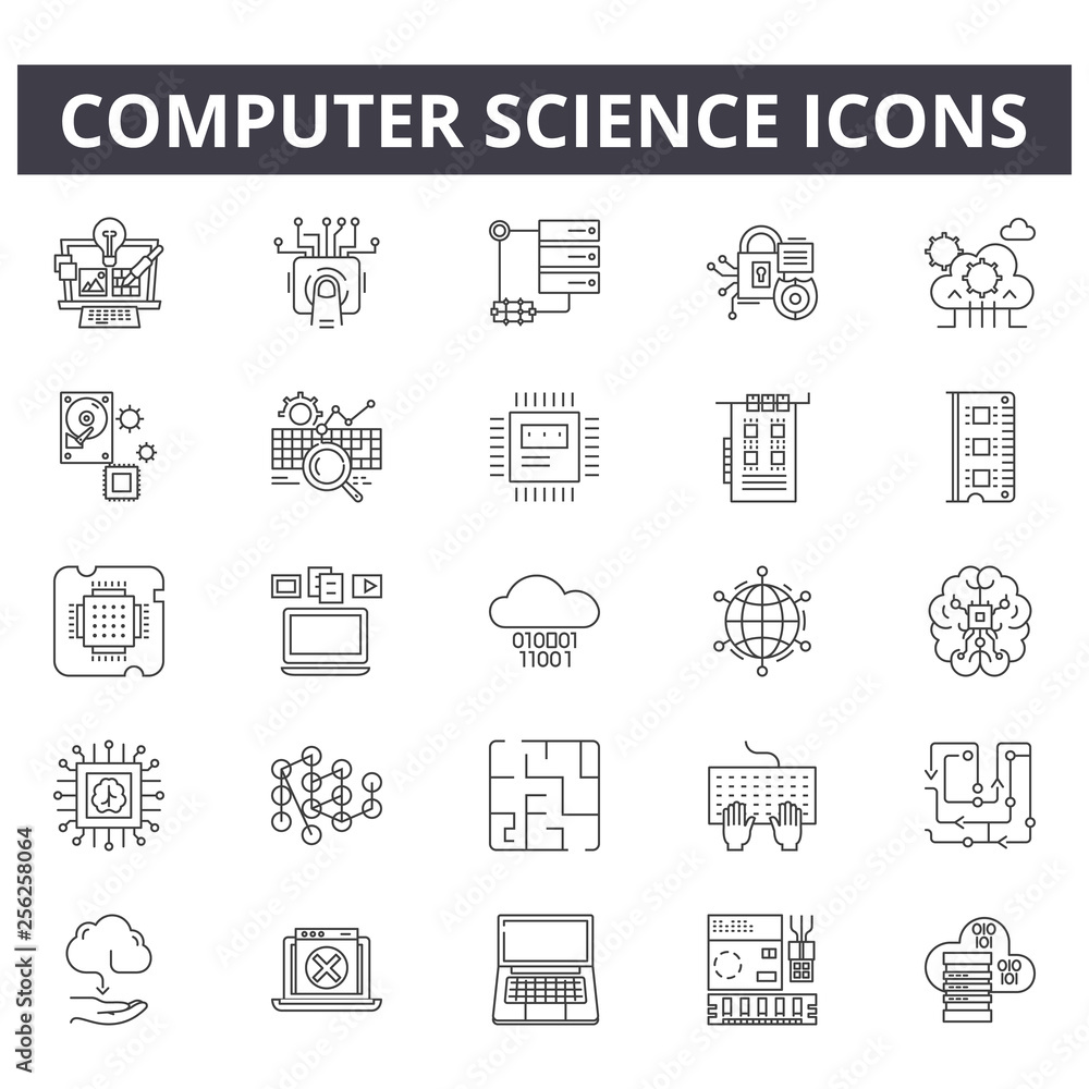 Computer science line icons for web and mobile. Editable stroke signs ...