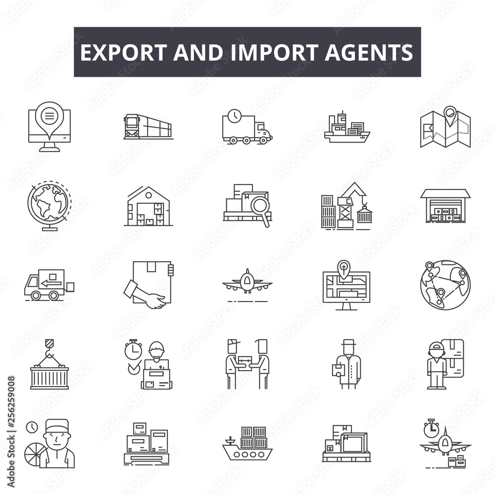 Export and import agents line icons for web and mobile. Editable stroke ...