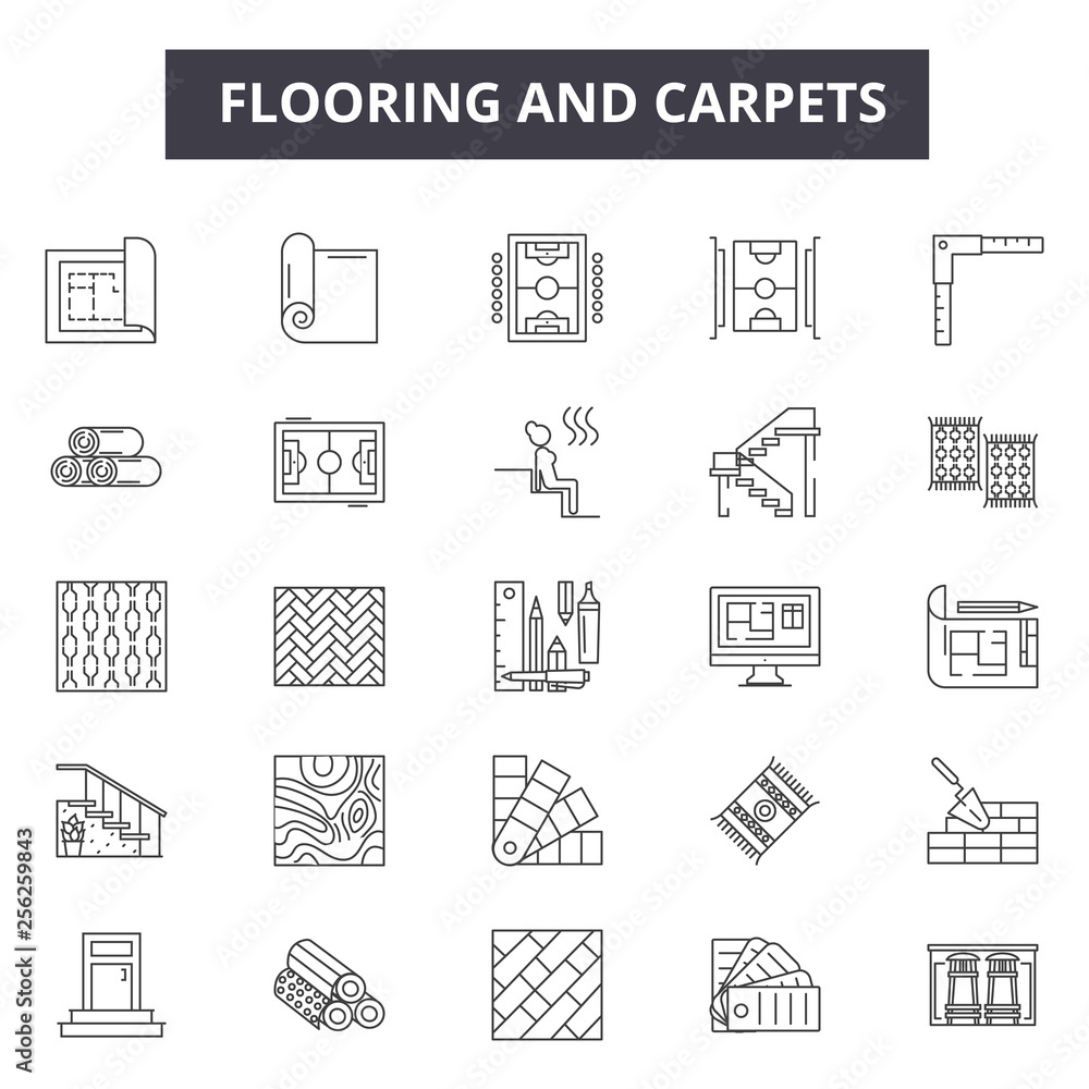 Flooring and carpets line icons for web and mobile. Editable stroke ...