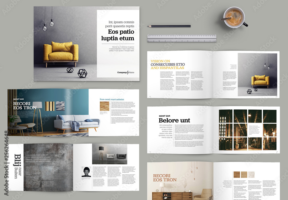 Brochure with Yellow Accents Stock Template | Adobe Stock