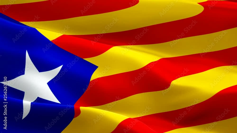 Catalonia Flag Wave Loop waving in wind Catalan. Realistic Barcelona ...
