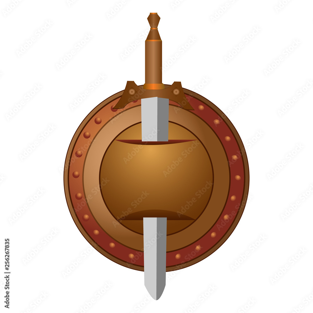 Sword And Round Shield Logo