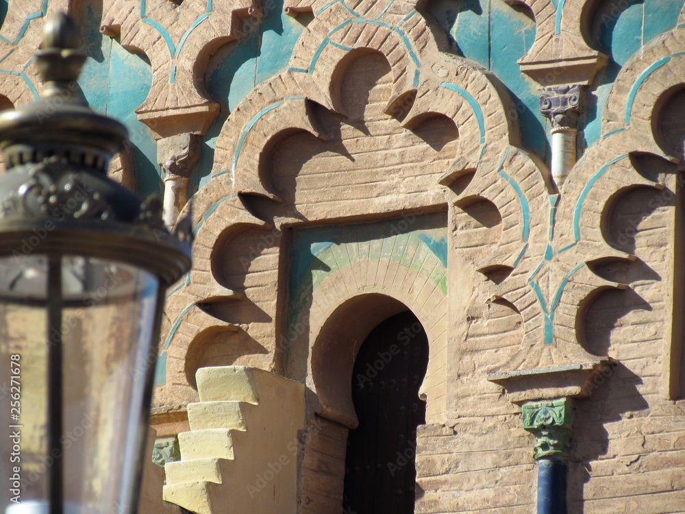 Views of the Moulay El Yazid Mosque in the old Medina of Marrakech with ...
