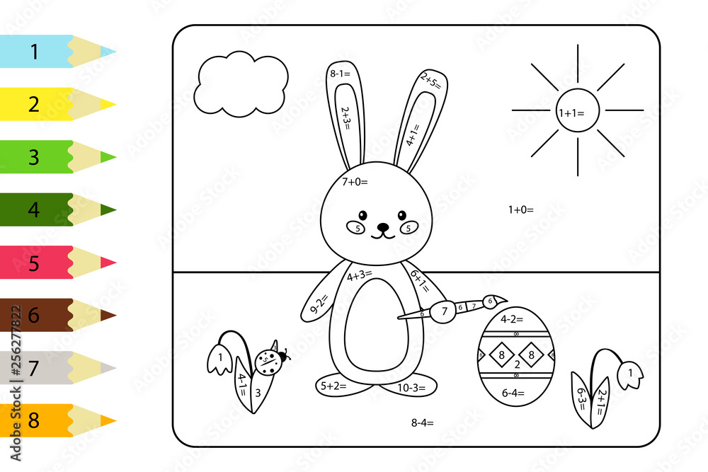 Educational coloring page for preschool kids. Paint color by ...