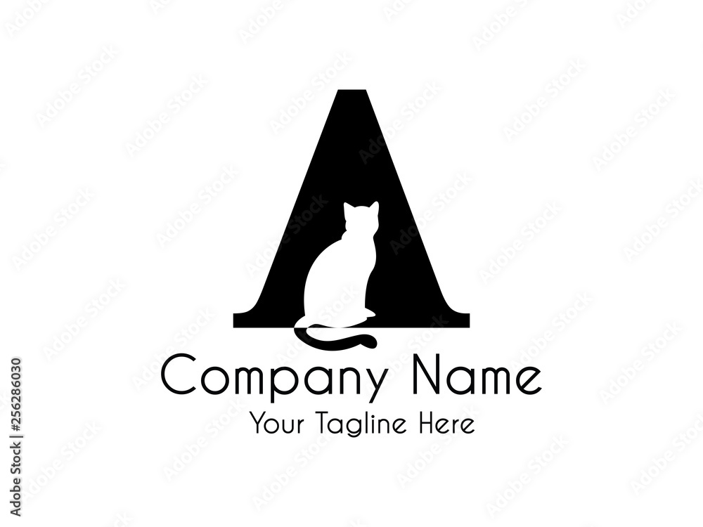 Abstract,Unique and minimal alphabet letter A with a hidden cat Stock ...