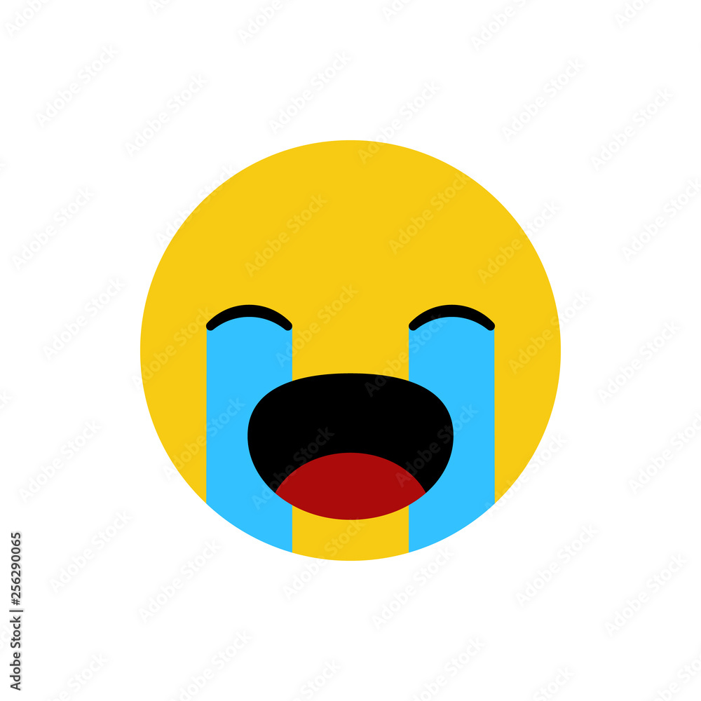 Crying emoticon isolated on white background. Weeping yellow emoji ...
