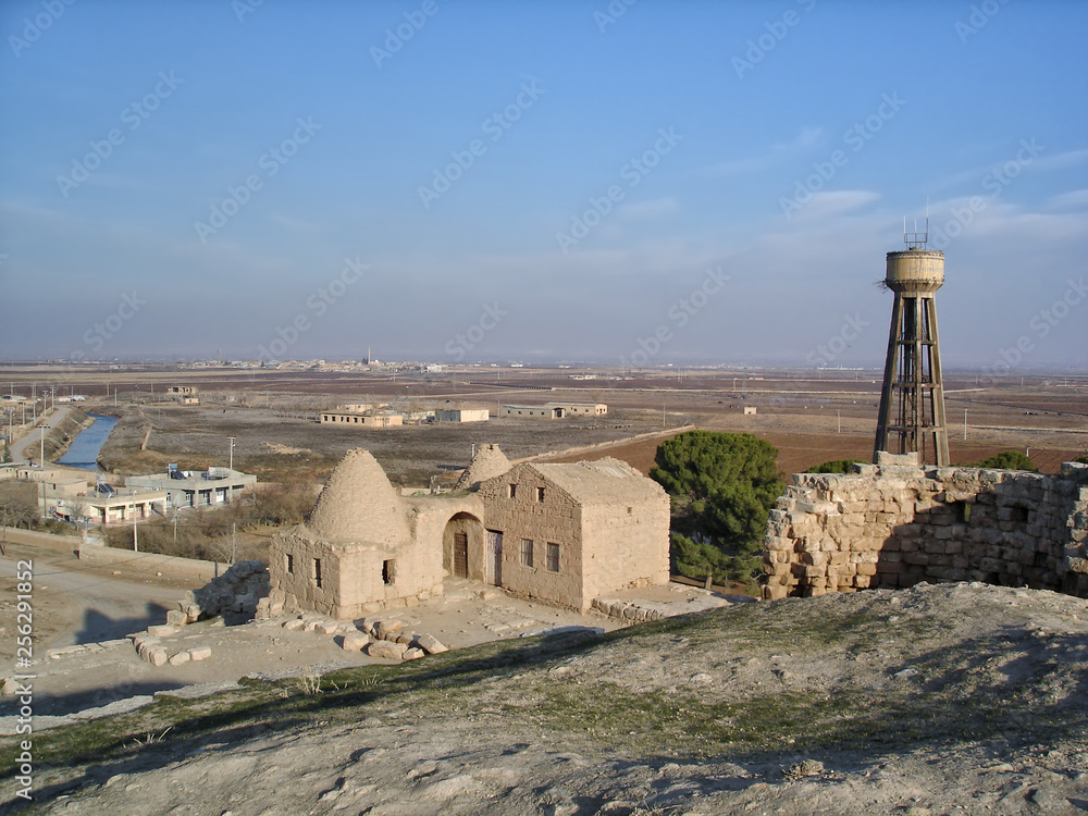 Modern Harran, panoramic view of the Mesopotamian plains from the top ...