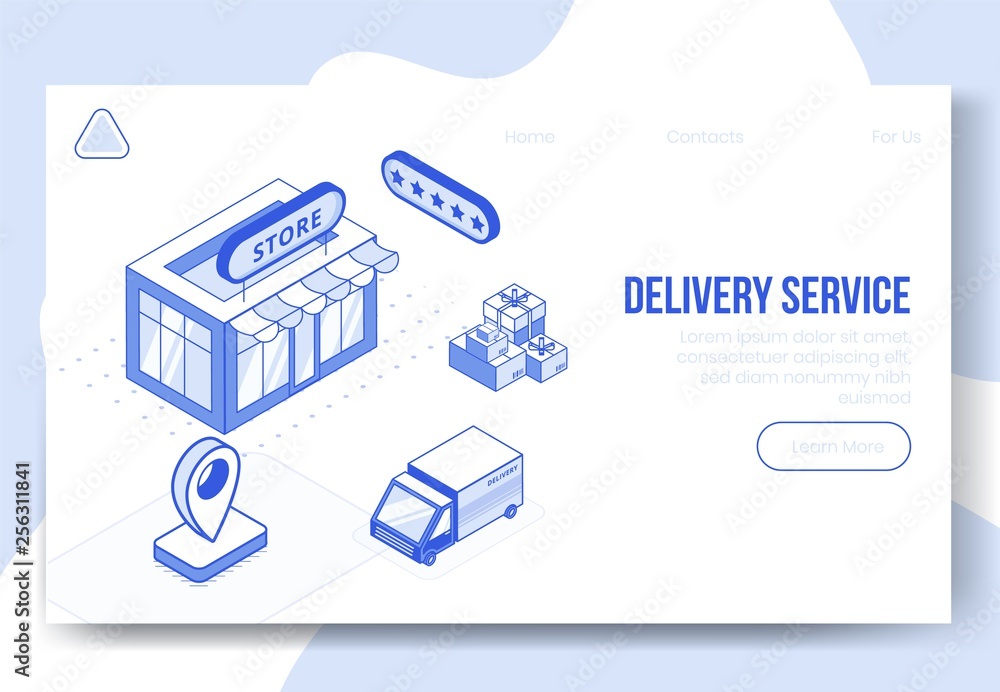Digital isometric design concept set of delivery service app 3d icons ...